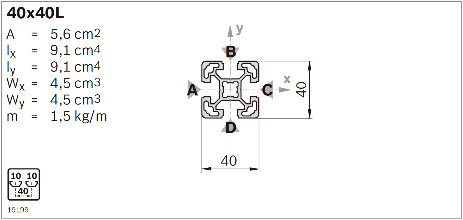 Perfil 40×40 – Perfiles Bosch App