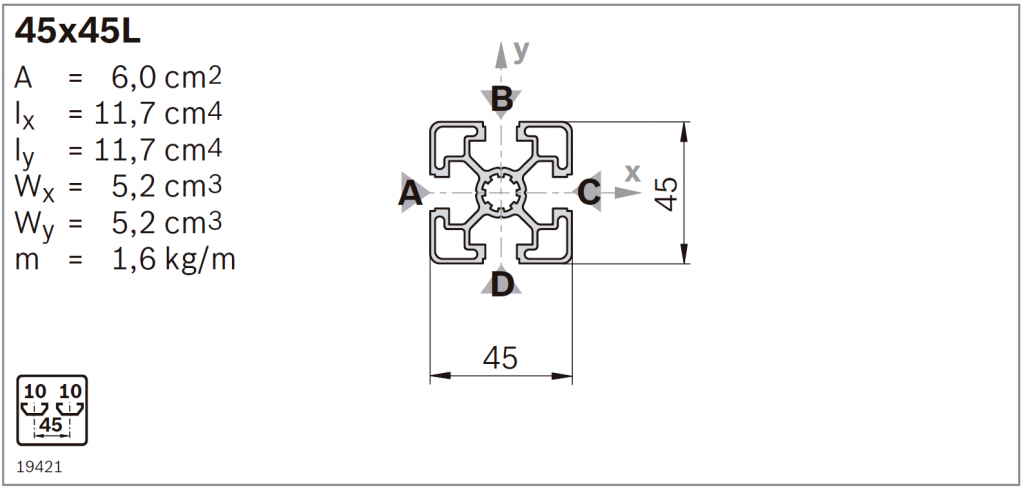 Perfil 45x45L – Perfiles Bosch App