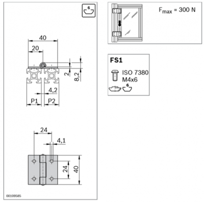 Bisagra 20×20 (Inox) – Perfiles Bosch App